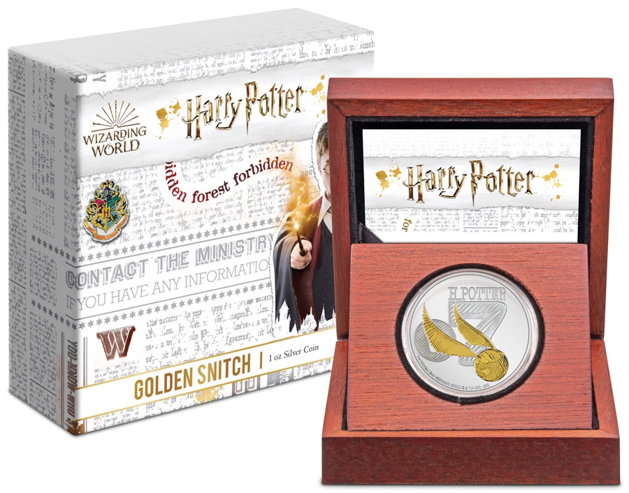 2022 Niue Harry Potter - Golden Snitch 1 oz Silver Proof $2 Coin Glided ...